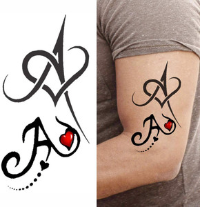 voorkoms A Letter Design Tattoos Sticker For Male And Female Fake ...