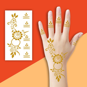 Ordershock Elegant & Modern Golden Mehndi Art With Flowers For ...
