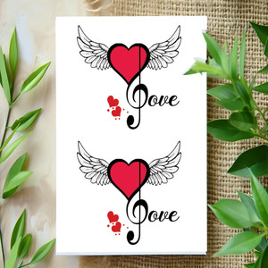 surmul Heart Love With Wings Temporary Sticker Tattoos, - Price in ...