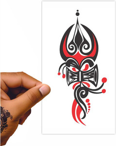 voorkoms Trishul With Damru Tattoo Sticker For Male And Female Sticker ...