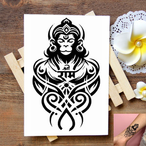 voorkoms Lord Hanuman & Tribal Design Temporary Tattoo For Male ...