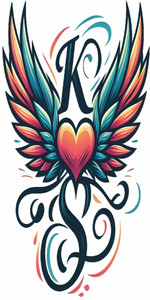 komstec KS Letter with Wing Temporary Tattoo For Male And Female ...