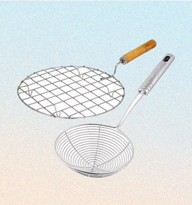 CRYZONE Round Roaster Jali with 14cm Deep Fry Strainer/Jhara/Puri ...