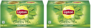 Lipton GREEN TEA PURE & LIGHT 25 TEA BAGS X PACK OF 2 Honey, Lemon ...