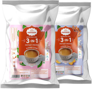 Namaste Chai Instant Premix Adrak Chai and Kadak Chai Combo Pack Ginger ...
