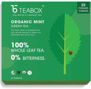 Teabox Mint Green Tea For Feeling Refreshed, Made with 100% Whole Leaf ...