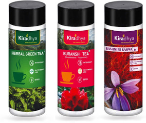 Kiradhya Trading Herbal Green Tea + Buransh Tea + Kashmiri Kahwa 3X50 ...