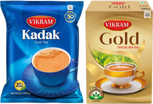 Vikram Gold Tea (Box) 500g | Kadak Dust Tea 500g Pack Of 2 Black Tea ...