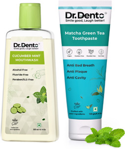 Dr.Dento Matcha Green Tea Toothpaste & Cucumber Mint Mouthwash Teeth ...