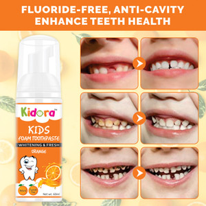 Kidora Kids Foam Toothpaste Orange Flavor, Fluoride Free, Anti-Cavity ...