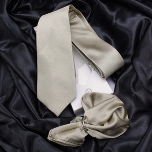 Kovove Gray Solid Neck Tie and Pocket Square Gift Box Self Design Tie ...