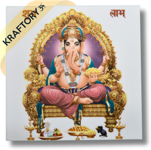KRAFTORY369 Ganesh Shubh Labh God Ceramic Tiles (6 x 6 inch) | for DIY ...