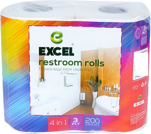 Excel Restroom Roll - 4 In 1 -200gm| 3 Ply Toilet Paper Roll Price in ...