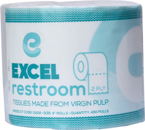 Excel Restroom Tissue Rolls-2 PLY-450 Pulls(Pack of 6) Toilet Paper ...