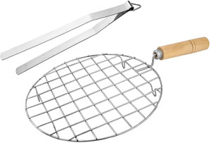 U ASK Round Roasting Net with Steel Chimta Set Stainless Steel Wire ...