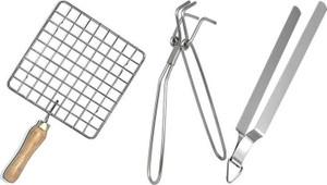 A2SK Roasting grill ss chimta and ss pakkad Jali Roti Roast Grill Papad ...