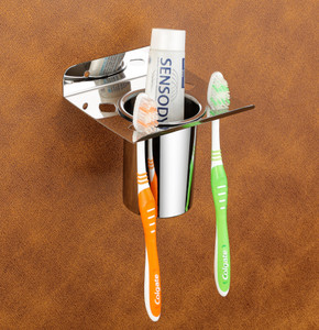 iSTAR Stainless Steel Toothbrush and paste holder for bathroom (Silver ...