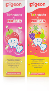 Pigeon CHILDREN TOOTHPASTE STRAWBERRY AND FRUIT PUNCH 45 GM COMBO ...