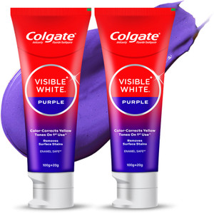 Colgate Visible White Purple Tooth paste, Color-Corrects Yellow Tones ...