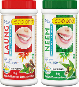 looloo Herbal Medicated Tooth Neem Powder -50gm & Herbal Tooth Laung ...