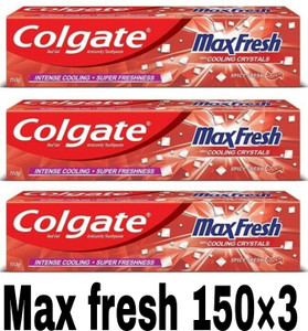 Colgate MaxFresh Red Gel with cooling crystals 150*3=@ 450 GM ...