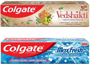 Colgate Swarna Vedshakti Ayurvedic And MaxFresh Blue Gel Toothpaste ...