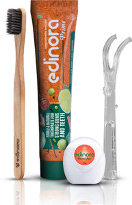 Edinora Oral hygiene kit - Prime 90g edible toothpaste, neem brush ...