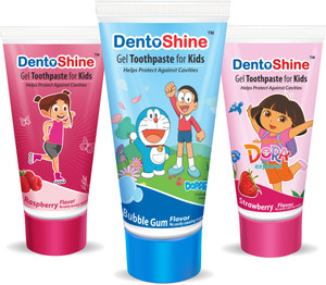Dentoshine Gel Toothpaste for Kids - Pack of 3 Flavors (Strawberry ...