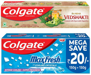 Colgate Swarna Vedshakti Ayurvedic And MaxFresh Blue Gel Toothpaste ...