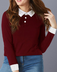 EyeBogler Casual Full Sleeve Solid Women Maroon Top - Buy EyeBogler ...