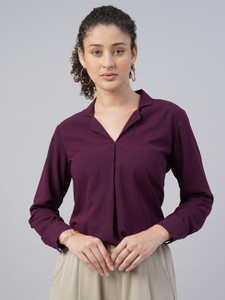 fithub Formal Solid Women Maroon Top - Buy fithub Formal Solid Women ...