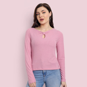 one sky Casual Solid Women Pink Top - Buy one sky Casual Solid Women ...