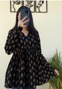 Govind Casual Printed, Ethnic Motifs Women Black Top - Buy Govind ...