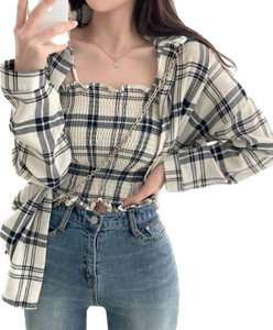 TOPP Casual Checkered Women Yellow, Black Top - Buy TOPP Casual ...