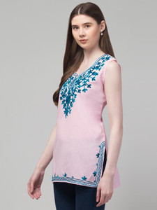 CROWNKING Casual Printed Women Pink, Light Blue Top - Buy CROWNKING ...