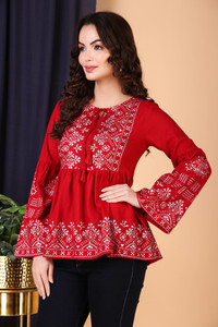 NeeraFashion Casual Printed Women Red Top - Buy NeeraFashion Casual ...