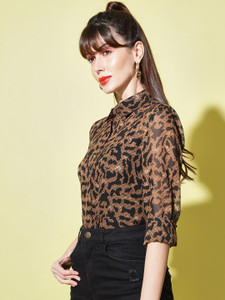SLENOR Casual Animal Print Women Brown Top - Buy SLENOR Casual Animal ...