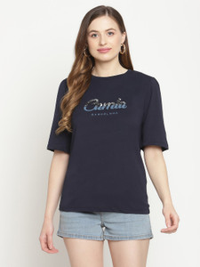 CAMLA Casual Solid Women Dark Blue Top - Buy CAMLA Casual Solid Women ...