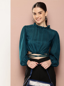 Dream Star Casual Self Design Women Blue Top - Buy Dream Star Casual ...