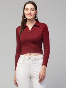 swaggish Casual Solid Women Maroon Top - Buy swaggish Casual Solid ...