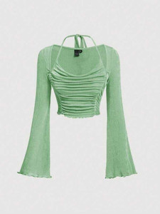 vratika Casual Solid Women Light Green Top - Buy vratika Casual Solid ...