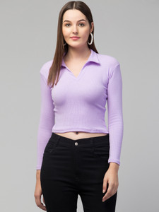 swaggish Casual Solid Women Purple Top - Buy swaggish Casual Solid ...