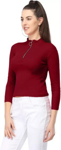 FamBee Casual Solid Women Maroon Top - Buy FamBee Casual Solid Women ...