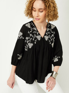 MAX Casual Printed Women Black Top - Buy MAX Casual Printed Women Black ...