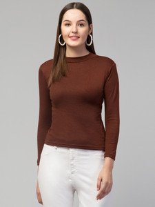 swaggish Casual Solid Women Brown Top - Buy swaggish Casual Solid Women ...