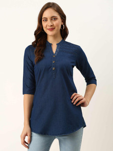 Zola Casual Solid Women Dark Blue Top - Buy Zola Casual Solid Women ...
