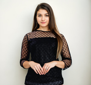 Mithusa Party Self Design Women Black Top - Buy Mithusa Party Self ...