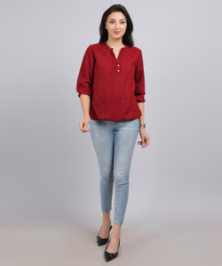 vastradhan Casual Solid Women Maroon Top - Buy vastradhan Casual Solid ...