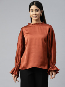 PLUSS Casual Solid Women Red Top - Buy PLUSS Casual Solid Women Red Top ...