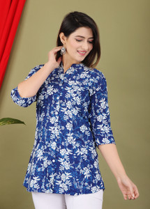 Shree Ganesh Fashion Casual Printed Women Blue Top - Buy Shree Ganesh ...